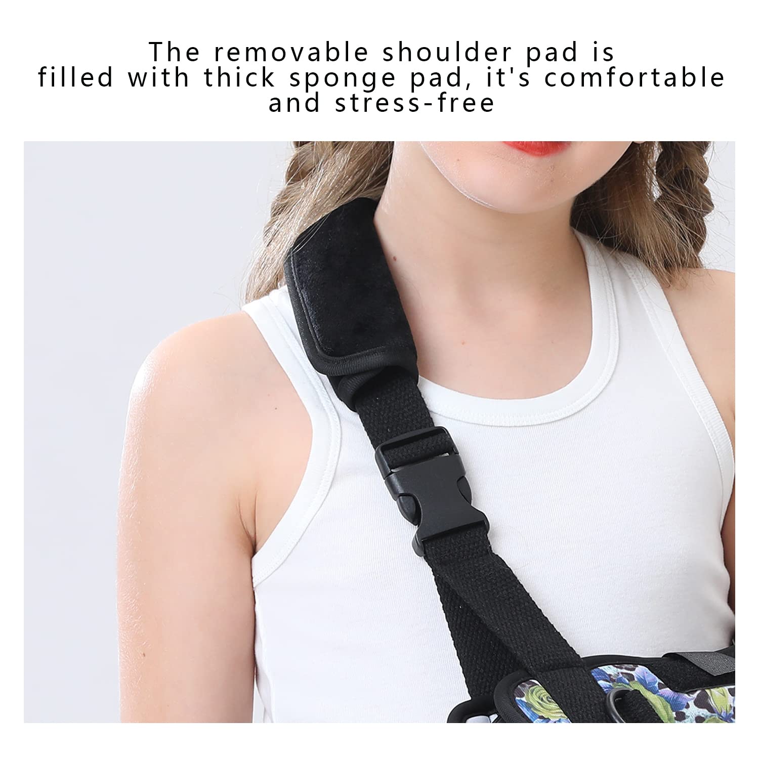 Fotgok Foam Arm Sling Shoulder Brace Support with Waist Strap Elbow Brace Arm Immobilizer Rotator cuff Support for Shoulder Injury for Kids, for Broken, Dislocated, Fracture, Green Rose Leopard, Large