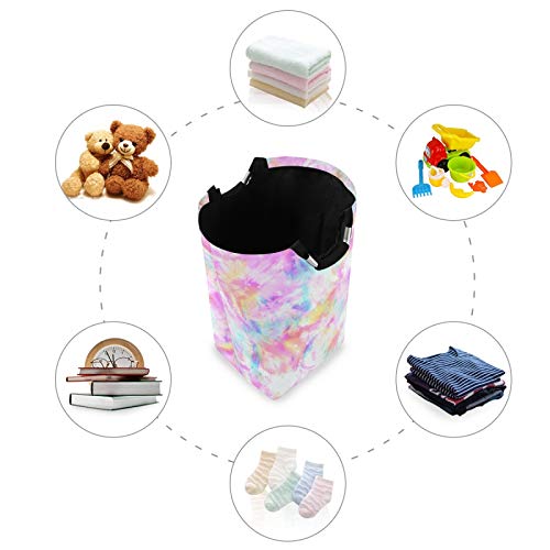 susiyo Kaleidoscope Tie Dye Print Laundry Basket Collapsible Laundry Hamper Foldable Dirty Clothes Bag Large Storage Basket with Handles for Kid Room Toy Bin Bathroom Clothing Organizer