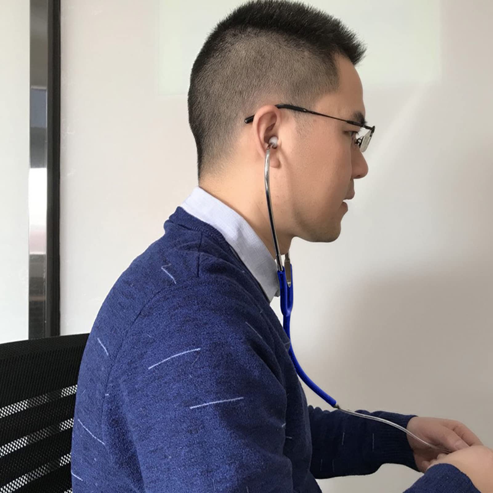 Hearing Stethoscope, Lightweight Professional Hearing Aid Stethoscope for Sound Detection (Dark Blue)