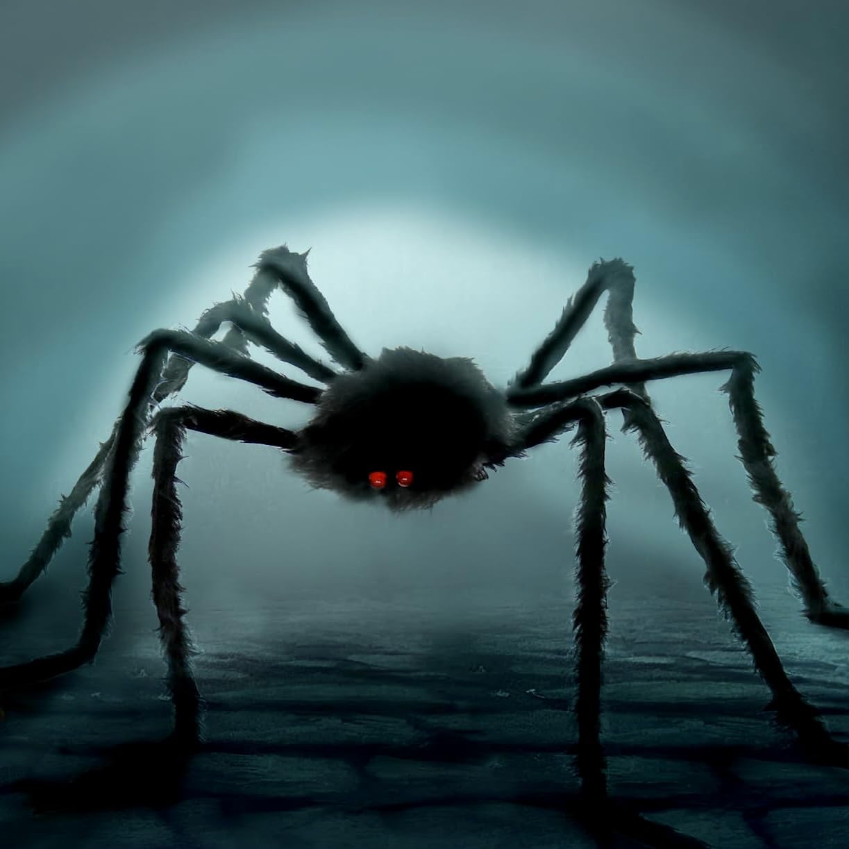 GIFTEXPRESS 52 Inch Black Spider with Eye Light-up Halloween Fluff Spider for Halloween Decoration, Horror Scene Decoration Holiday Décor Theme Party