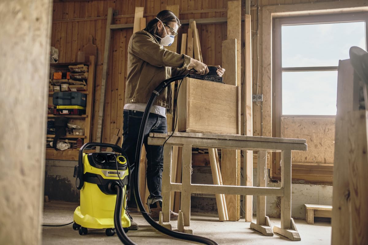 Kärcher - WD 5/P Multi-Purpose Wet-Dry Vacuum Cleaner - 6.6 Gallon - With Attachments – Blower Feature, Semi-Automatic Filter Cleaning, Space-Saving Design - 1100W - 2022 Edition,Yellow