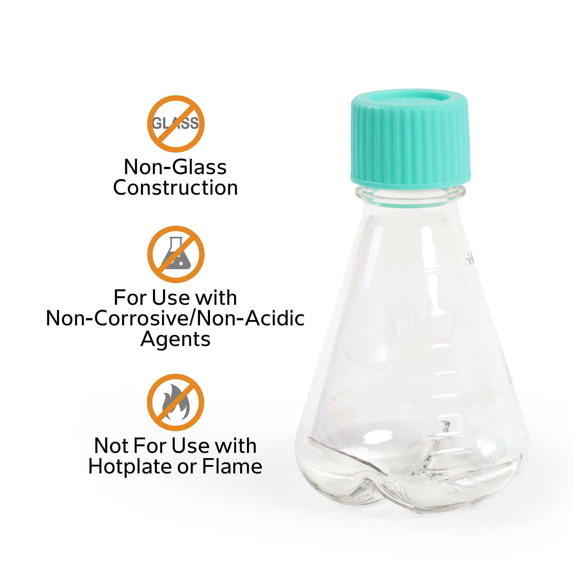 Jet Biofil Sterile Plastic Erlenmeyer Flask - 1 Graduated and Baffled Flask with Vented Cap - Science Beakers - 250mL