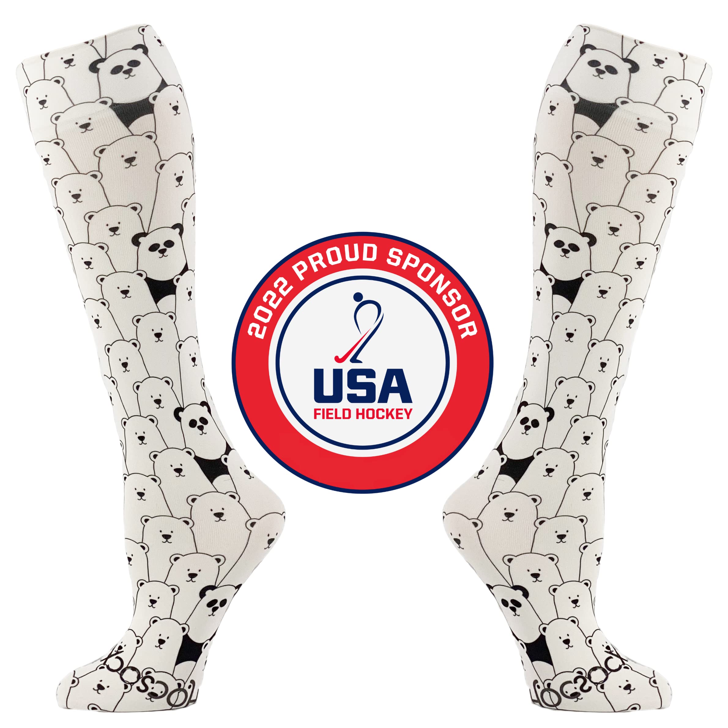 Hocsocx Bears Socks Performance Liner Moisture-Wicking Protection for Field Hockey, Ice Hockey, and Soccer