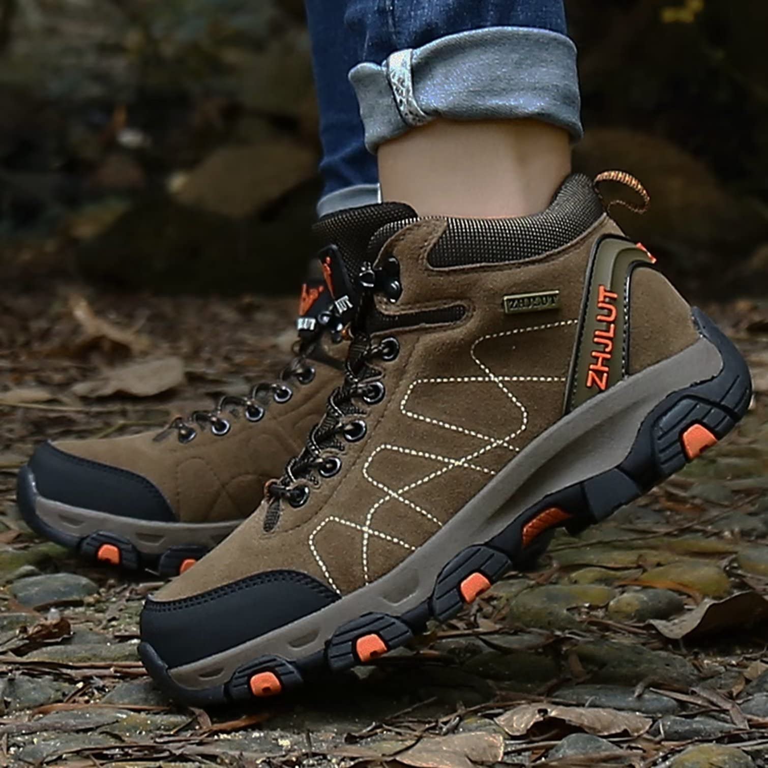 HARMOX Women's Men's Hiking Boot Comfortable Hiking Shoes Women Brown