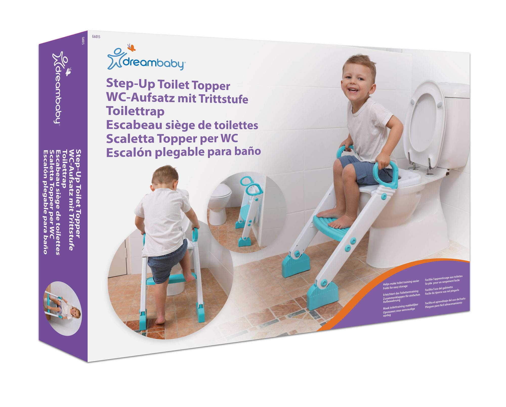 Dreambaby Step-Up Potty Training Toilet Topper - 2-Level Adjustable - Aqua-Model G6015, Aqua/White, 1 Count (Pack of 1)