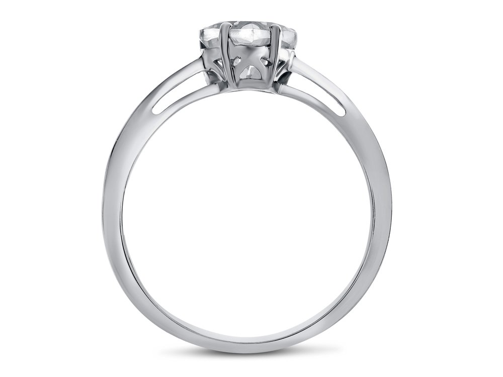 FJC Finejewelers 10k White Gold 7mm Solitaire Heart Shaped Simulated Aquamarine Ring Size 6