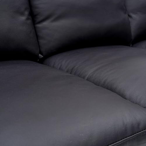 Panana6 Seater Convertible Sectional Sofa L-Shape Sofa Couch Linen Fabric Upholstered for Living Room, Apartment, Office (Black Leather Look Fabric, 6 Seater L Shape Corner Sofa)