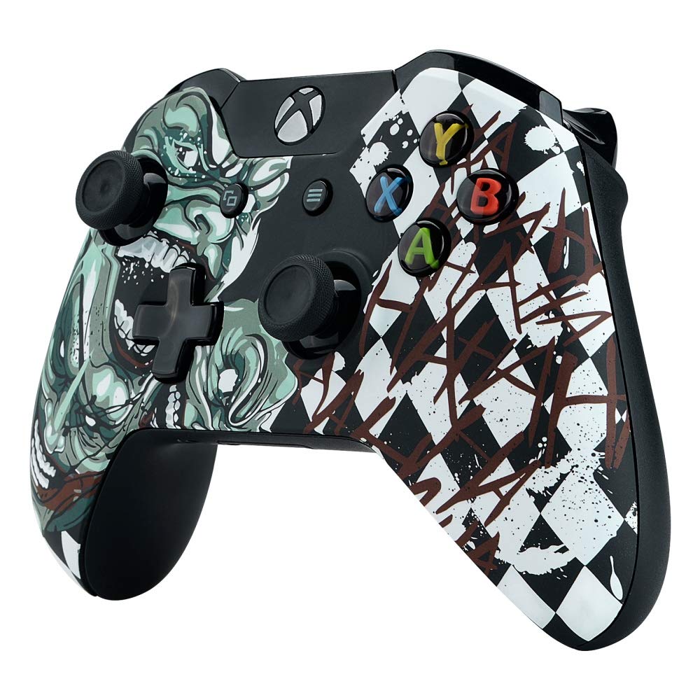 eXtremeRate Clown Faceplate Cover, Hydro Dipped Front Housing Shell Case, Replacement Kit for Xbox One Standard Controller