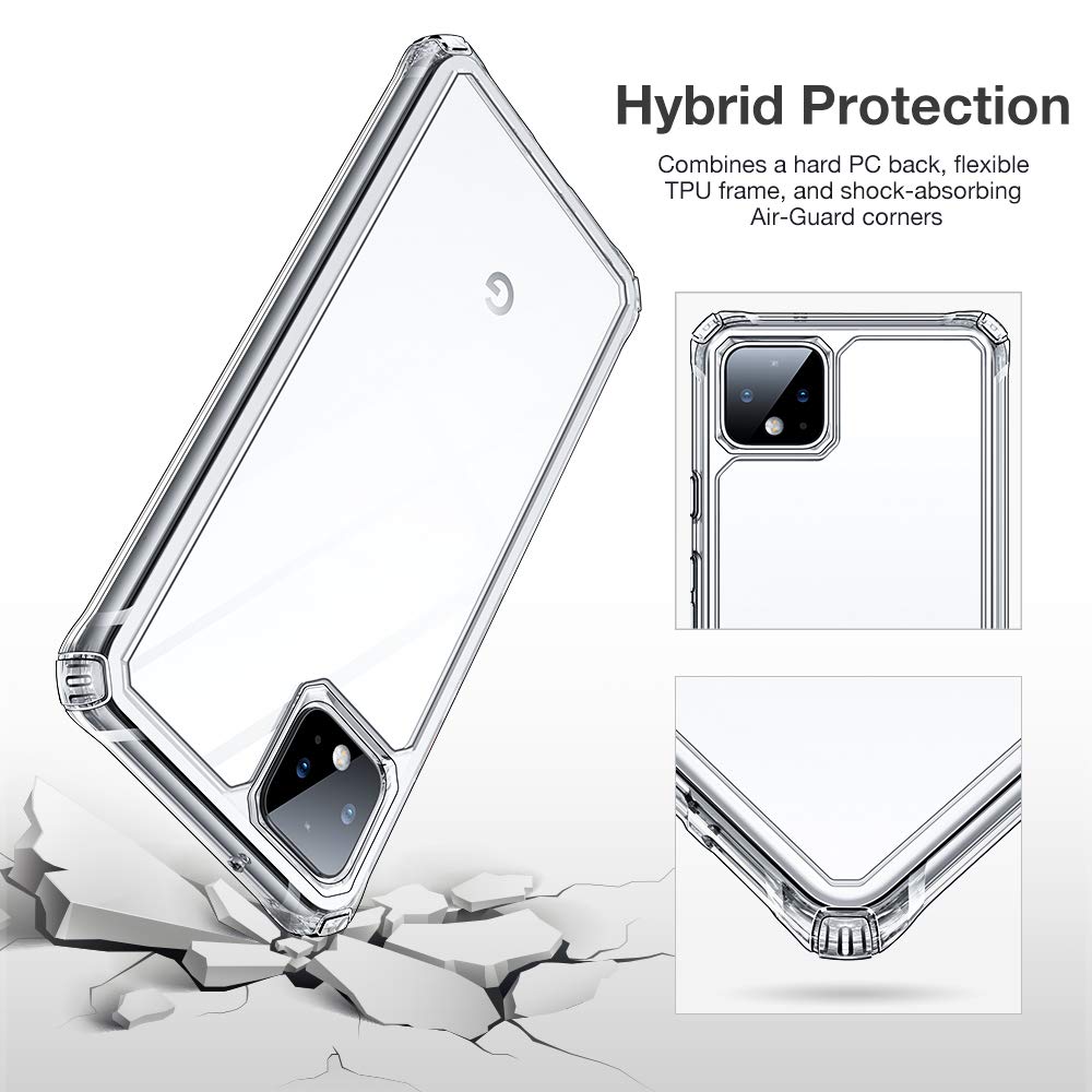 ESR Air Armor Clear Case for Pixel 4 Case, [Shock-Absorbing] [Scratch-Resistant] [Military Grade Protection] Hard PC + Flexible TPU Frame, for The The Google Pixel 4 (2019 Release), Clear