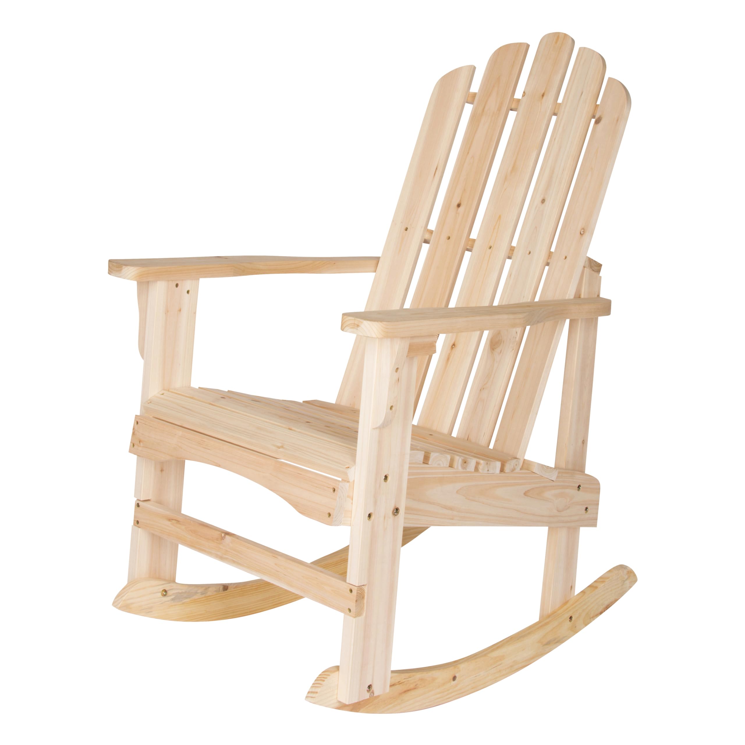 Shine Company Marina Adirondack Porch Rocker, Indoor Outdoor Wood Rocking Chair, Natural
