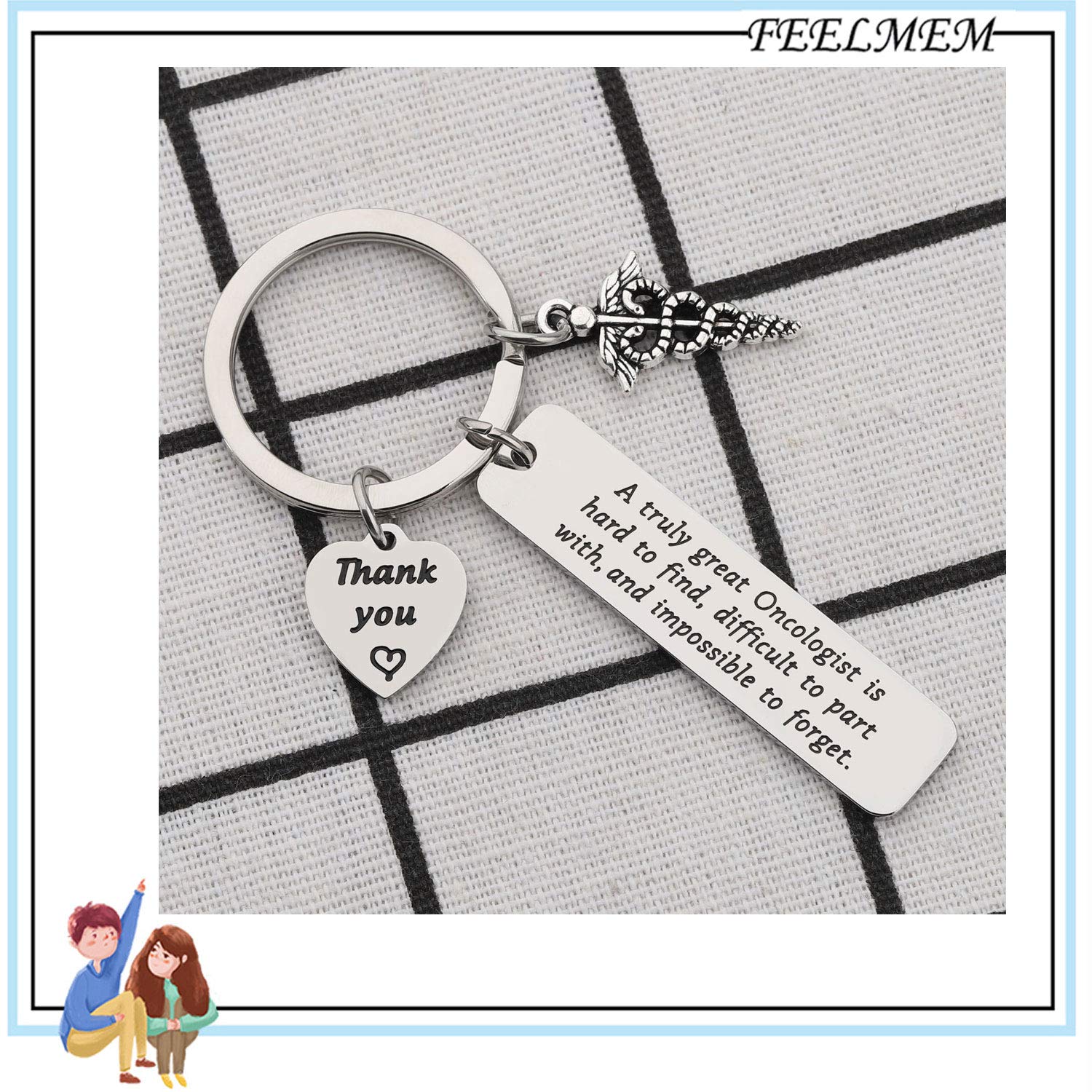 FEELMEM Oncologist Keychain Oncologist Gift A Truly Great Oncologist is Hard to Find and Impossible to Forget Keychain Thank You Gift Retirement Gift for Oncology Doctor (Silver)