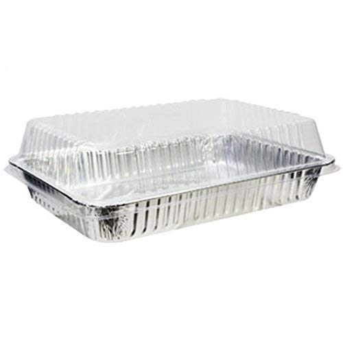 Tiger Chef Durable Half Size Deep Aluminum Foil Pans with Clear Dome Lids, Multi-Purpose Pans With Covers, 9" X 13" Size (Pack of 50)