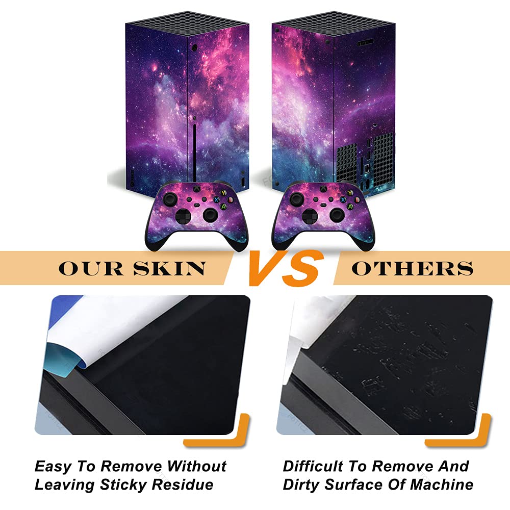 FOTTCZ Vinyl Skin for Xbox Series X Console and Controllers, Sticker Decal Protect Xbox Series X Devices - Light Purple Nebula 2