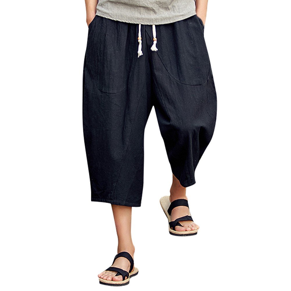 Dry Fit Gym Shorts for Men,Casual Loose-Fit Stretch Training Short Baggy Plain Harem Pants with Pocket (2XL, Black)
