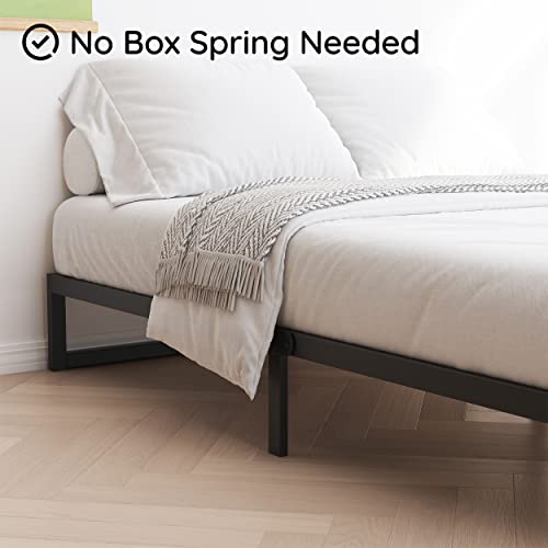Richwanone 10 Inch Queen Bed Frame Metal Platform Mattress Foundation with Steel Slat Support, No Box Spring Needed, Easy Assembly, Black
