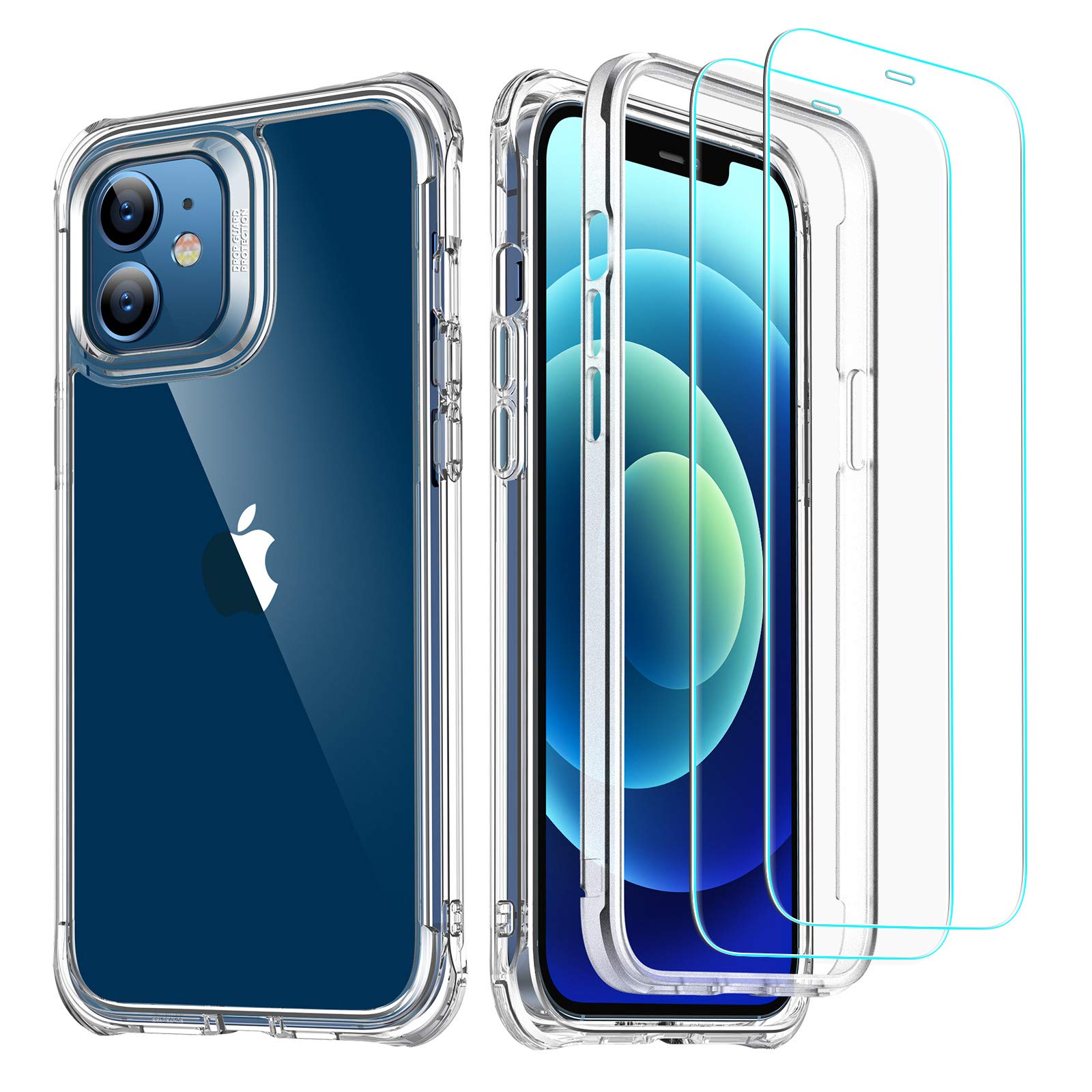 ESR Alliance Series Designed for iPhone Mini Case [2 Tempered Glass Screen Protectors] [Full-Body Hybrid Protection] [Shock-Absorbing] [Scratch-Resistant] for iPhone 2020, 5.4" – Clear