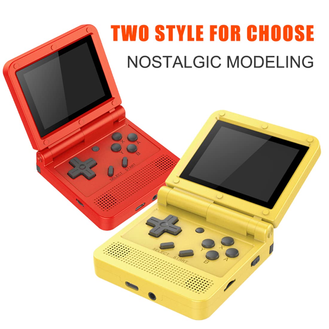HKYRD Powkiddy V90 Handheld Game Console Foldable with Built-in 6000 Games (Yellow)