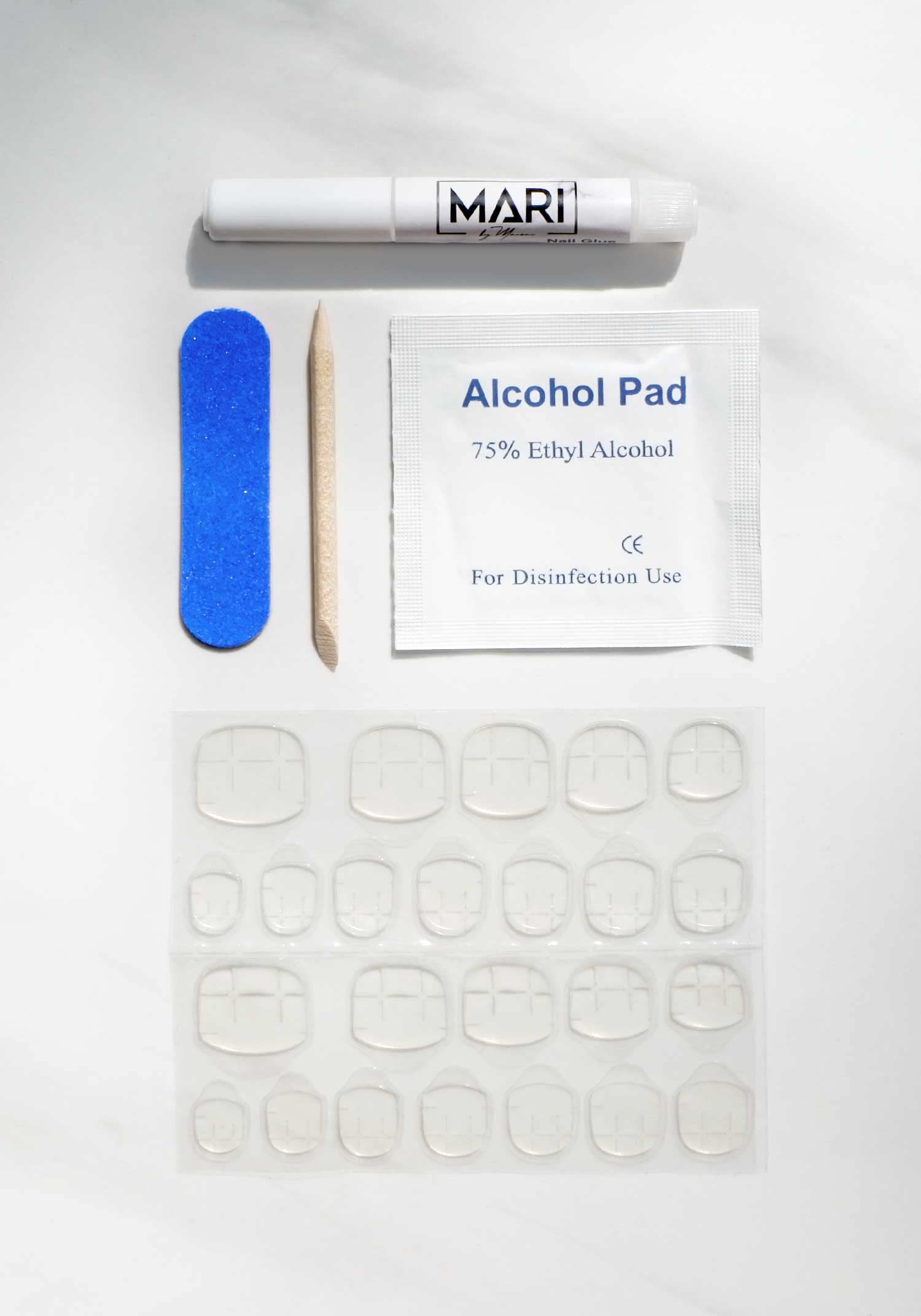 Mari By Marsai, Reusable 24pcs Press On Luxury Manicure, Salon-Quality Long Lasting Fake False Nails Easy to Apply, Includes 2 Prep Pads Non-Toxic Glue, Sticky Tabs (Ms. Minimalist)