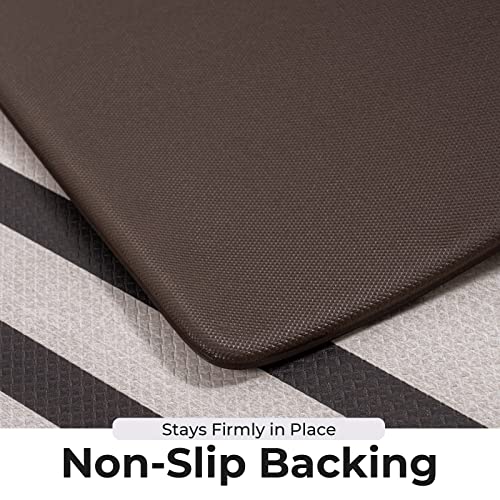 FRESHMINT Farmhouse Stripe Anti-Fatigue Kitchen Mat Set of 2, Cushioned Foam Kitchen Mats for Floor, Waterproof Non Slip Comfort Mat, Modern Kitchen Rug for Kitchen Decor, Sink, Laundry, Office