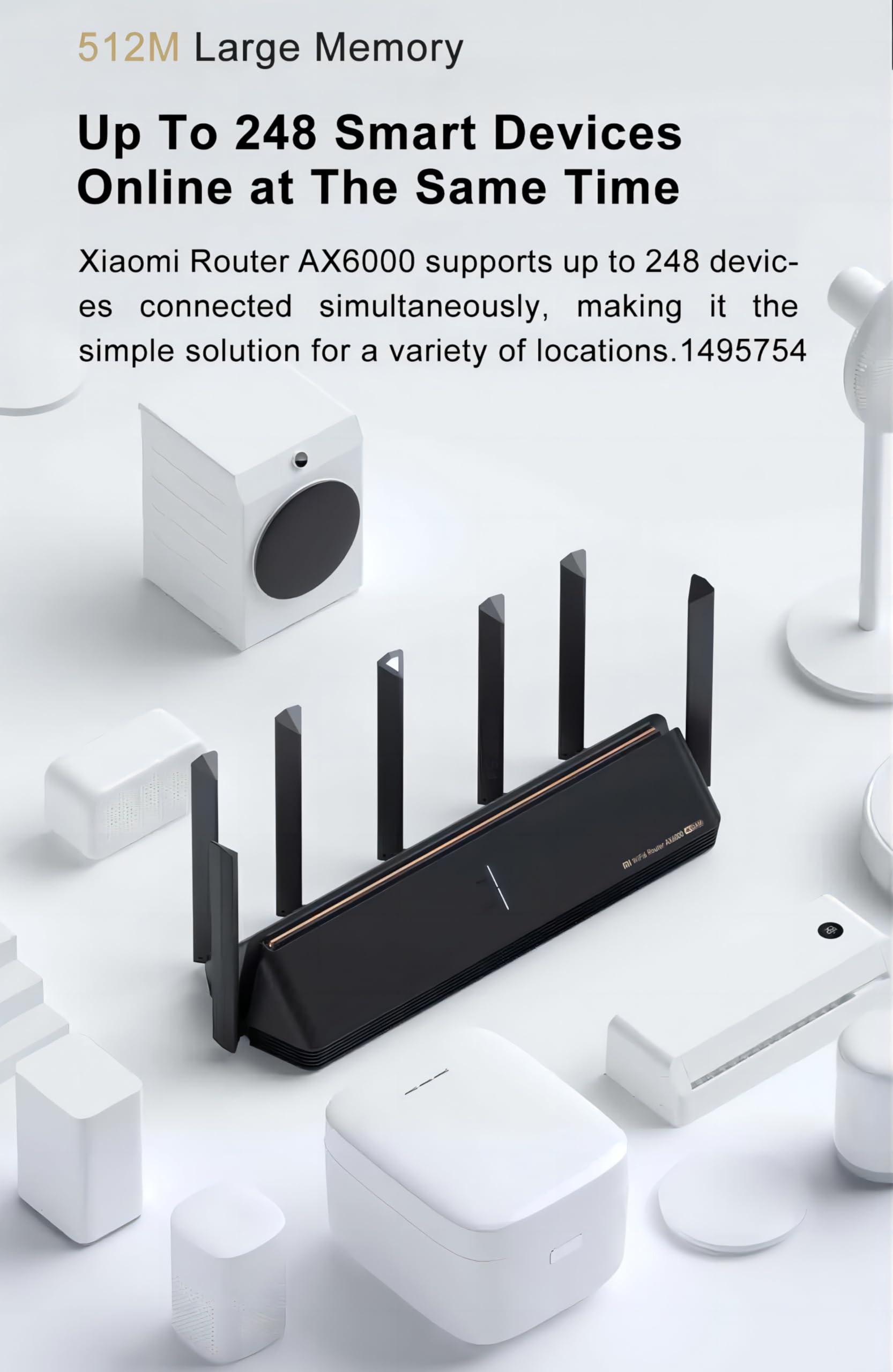 for Xiaomi AX6000 AIoT Router 6000Mbs WiFi6 VPN 512MB Qualcomm CPU Mesh Repeater External Signal Network Amplifier Mi Home