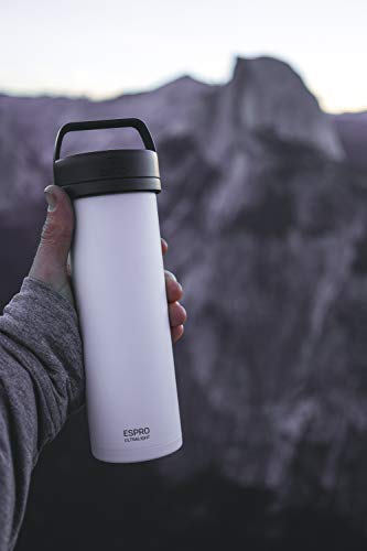 ESPRO – P0 Ultralight – Single Serve French Coffee Press and Lightweight Hydration Bottle for Travel, Camping and Everyday use, Stainless steel, Vacuum Insulated 16 oz (Brushed Stainless Steel)