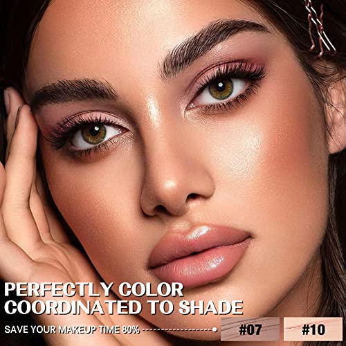 FOCALLURE 2PCS No Crease Eyeshadow Stick,Shimmer and Matte Cream Eyeshadow Pencil Crayon,Long Lasting Waterproof Eye Brightener Stick With Blending Brush,Before Day