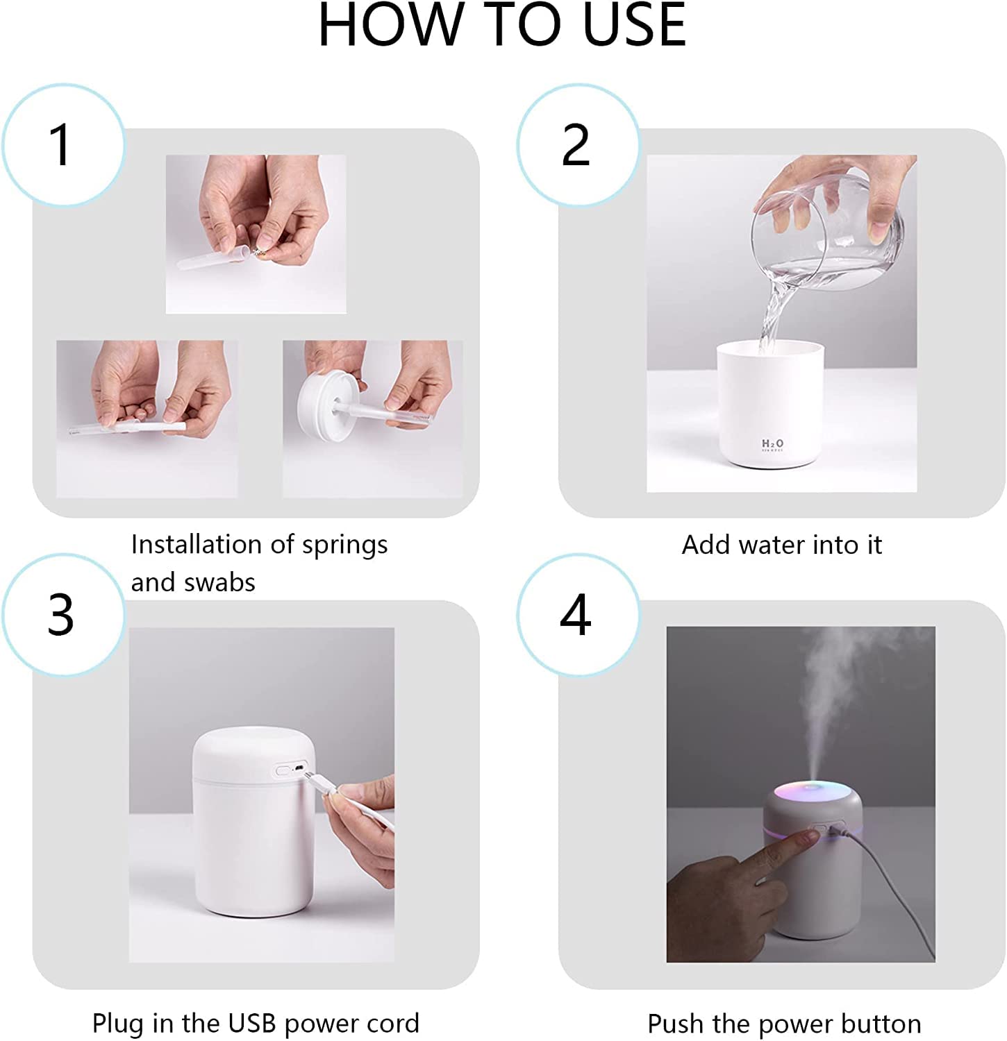 Gekestory Colorful Cool Mini Humidifier, Aromatherapy Essential Oil Diffusers, Cool Mist Humidifiers, Aroma USB Personal Desktop Humidifier for Bedroom, Car, Office. 2 Modes, Super Quiet (300ml Navy)