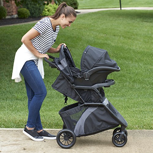 Evenflo Advanced SensorSafe Epic Travel System with LiteMax Infant Car Seat, Jet