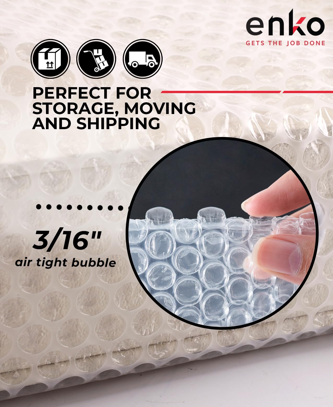 enKo (1 Pack) 12 inch x 72 feet Bubble Cushioning Wrap Roll Perforated 20 Fragile Sticker Labels for Moving Shipping Packing Boxes Supplies