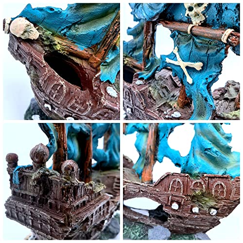 M2cbridge Antique Roman Column Ruins European Castle Aquarium Decorations Fish Tank Hideout Rocks (Blue Pirate Shipwreck)