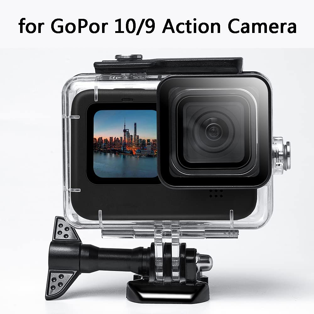 F1TP Waterproof Case for GoPro Hero 10/9 Black Action Camera , 60M/196Ft Protective Underwater Diving Shell Accessories with Mount Base and Thumbscrew.
