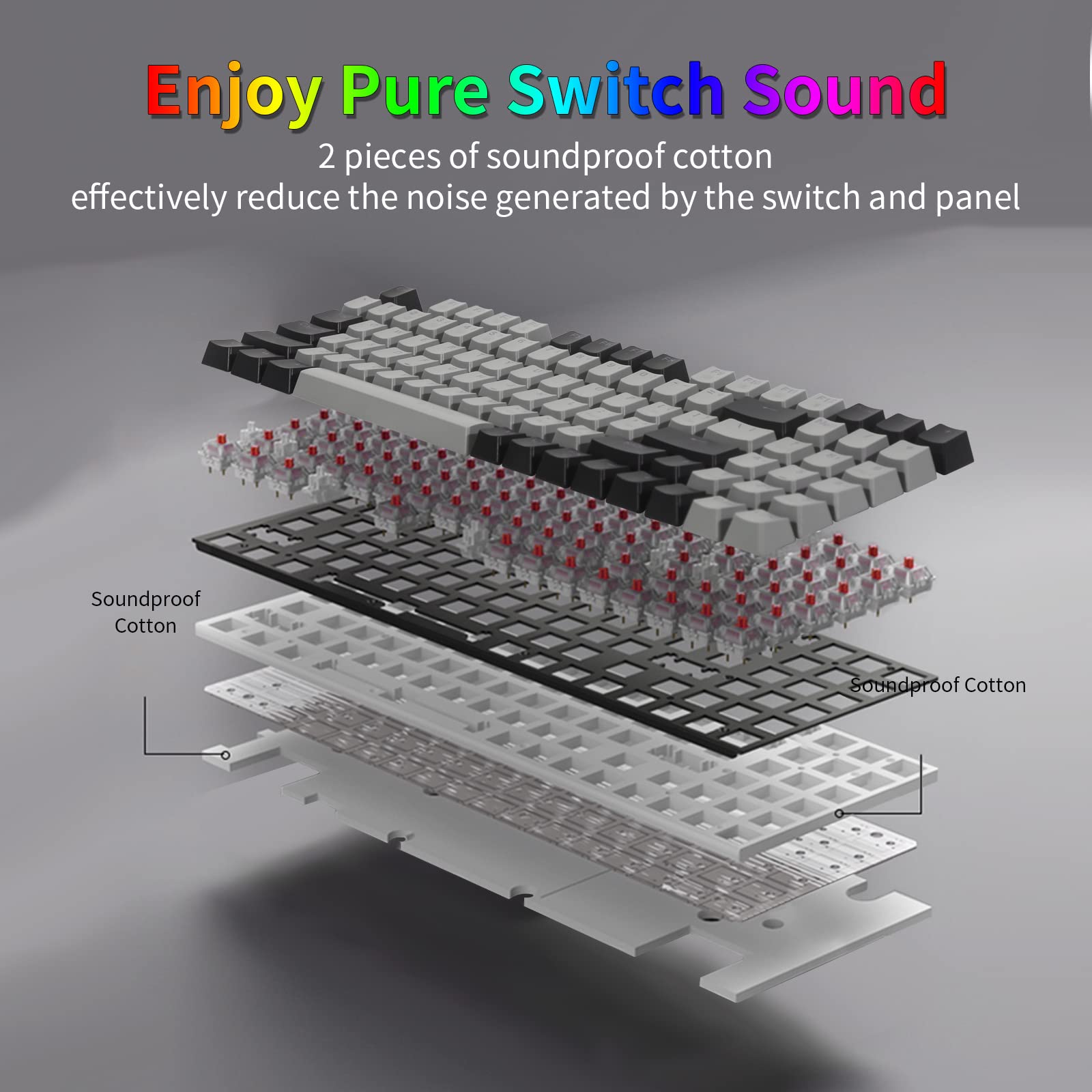 HUO JI E-YOOSO Z-19 Mechanical Gaming Keyboard with Number Pad, True RGB Backlit, 5 Pin Hot Swappable Brown Switches, Pro Software Supported, Wired Compact 94 Keys for PC/Computer, Black Grey