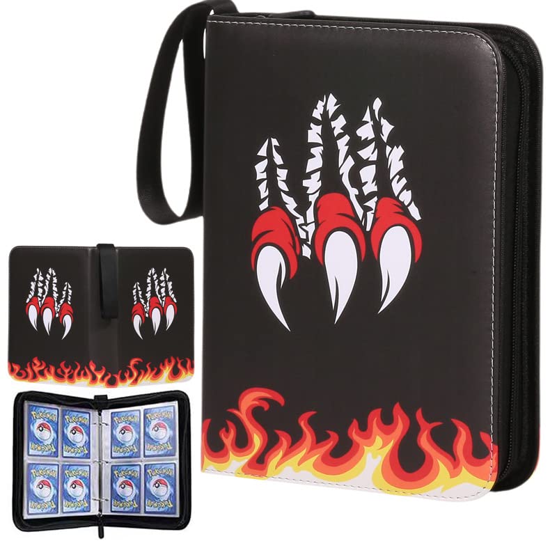 Karlling pokemon card binder charizard 4 pocket card holder with 50 Removable Sleeves hold Up to 400 Standard Size Trading Card Games Collection Binder