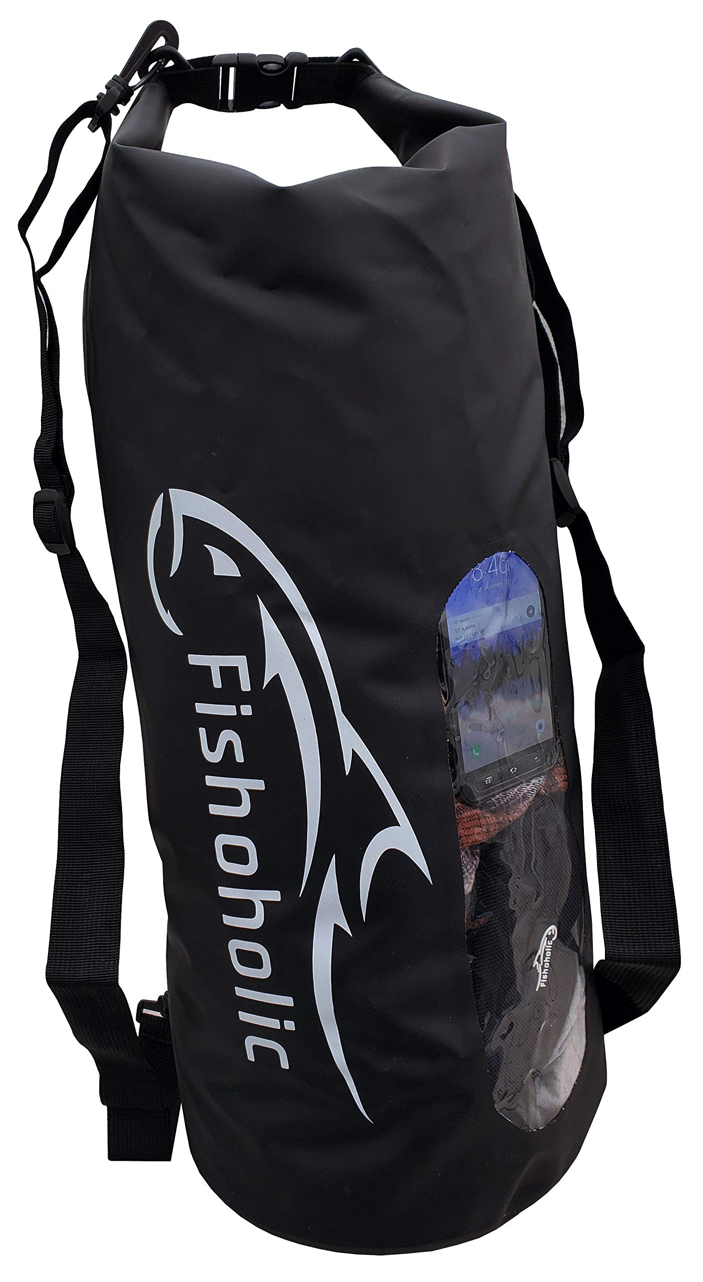 Fishoholic Dry Bag - Waterproof Gear Bags - Fail-Safe Snap - Made Tough & Durable for Kayaking Boating Fishing Hiking Camping Paddle Board & Tailgaiting (semi-clear, 5L)