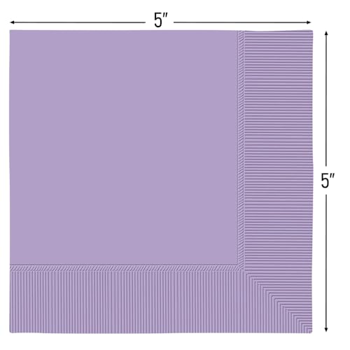 Festive Lavender 2-Ply Beverage Napkins - 5" x 5" (Pack of 40) - Durable, Absorbent & Vibrant - Perfect for Parties, Holidays & Special Occasions