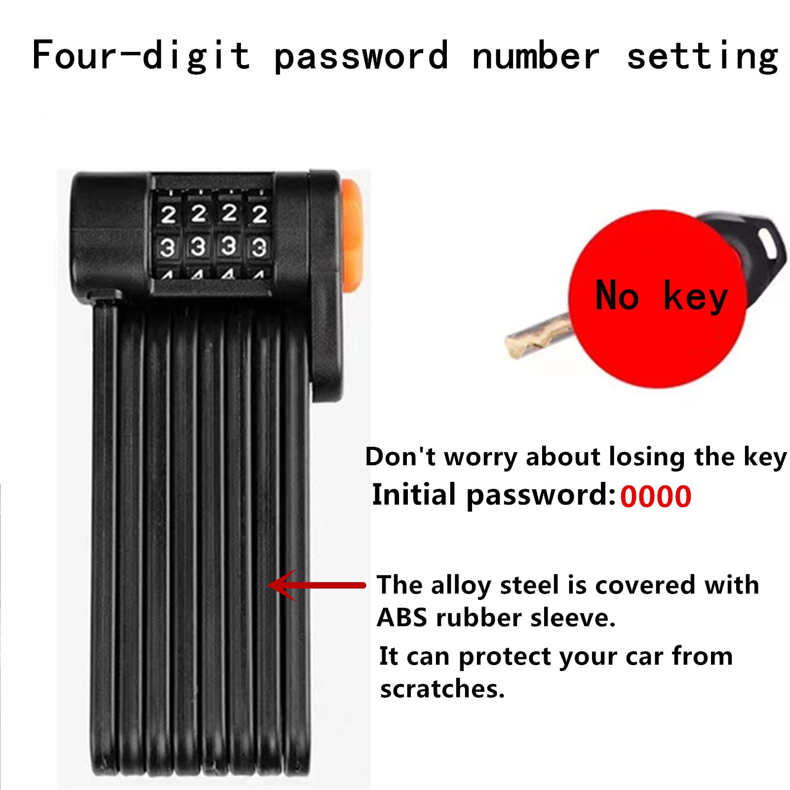 Folding Bicycle Combination Lock, Mountain Bike Lock, 4-Digit Password Anti-Theft Bicycle Lock, Bicycle Safety Combination Chain Lock