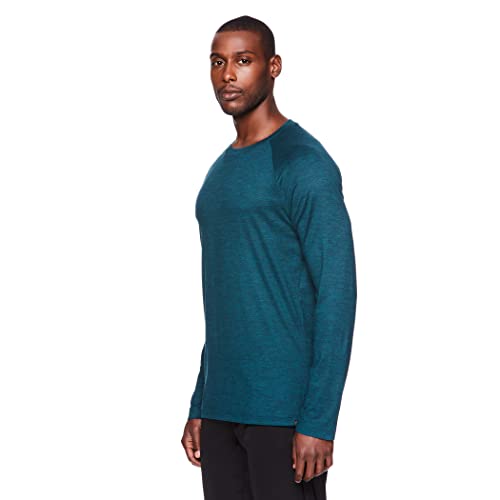 Gaiam Men's Everyday Basic Crew Neck T Shirt - Short Sleeve Yoga & Workout Top - Navy Heather, Small