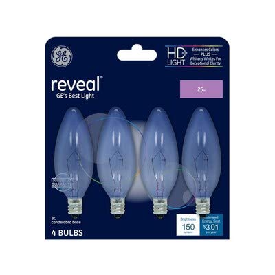 GE Reveal 25-Watt Dimmable B10 Light Fixture 42974 Incandescent Light Bulb (4-Pack) Light Bulb