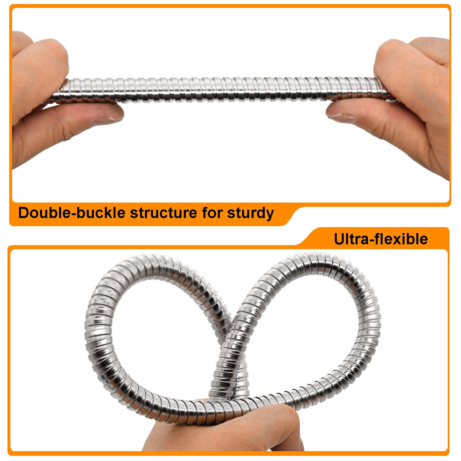 Metal Shower Hose Replacement,96 inch Extra Long Chrome Handheld Shower Head Hose - Lightweight And Flexible