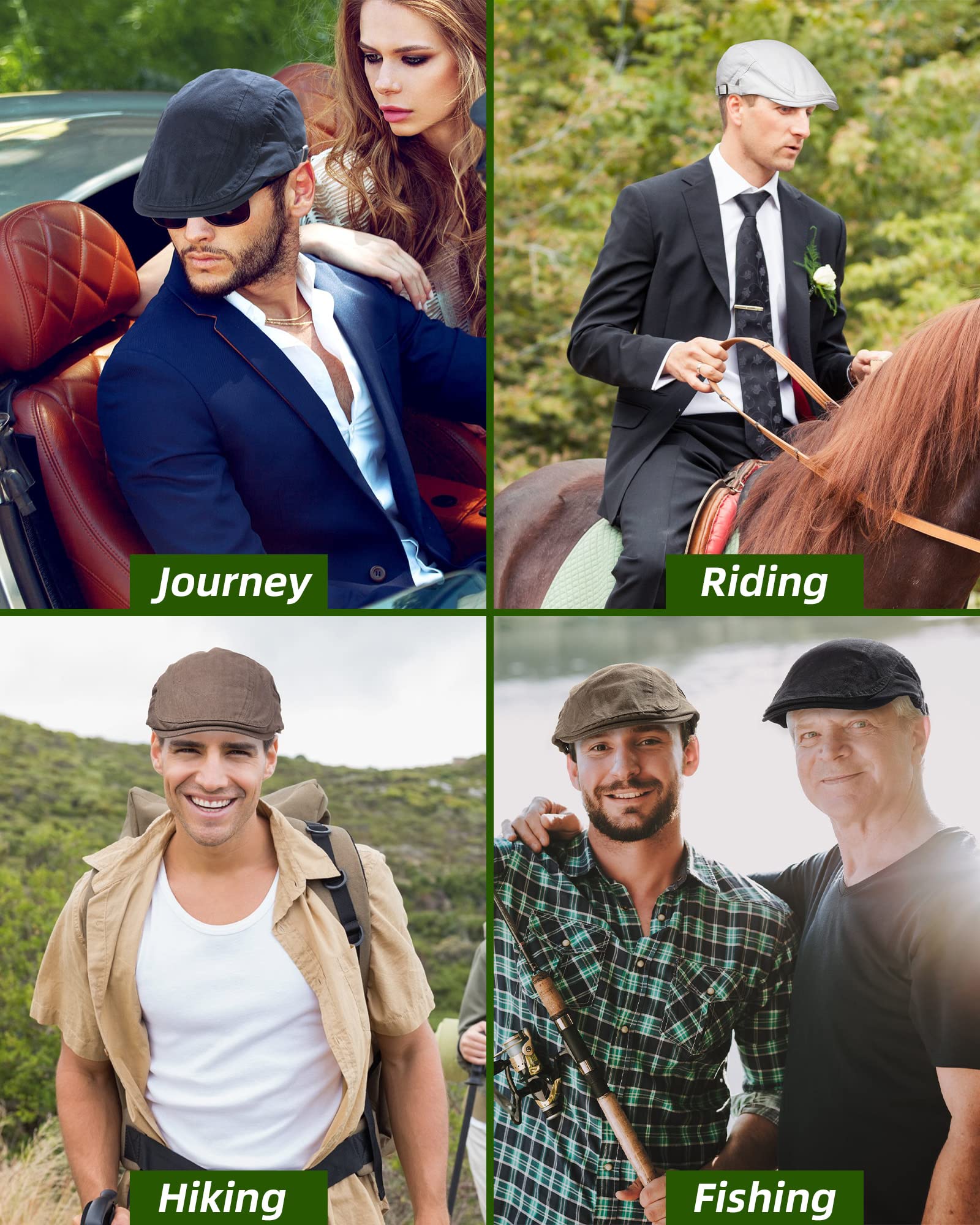 Foaincore 8 Pieces Newsboy Hats for Men Flat Newsboy Cap Irish Style Cabbie Hat Driving Hunting Hat