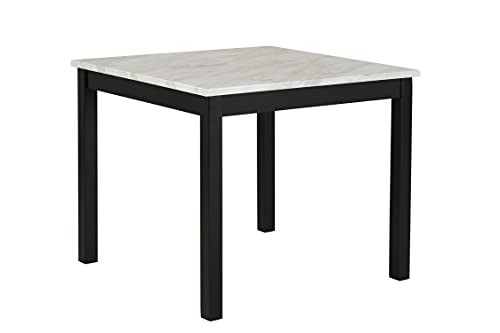 SZUBEE 4 5-Piece Counter Height Set with One Faux Marble Dining Table and Four Upholstered-Seat Chairs for Kitchen, Blue