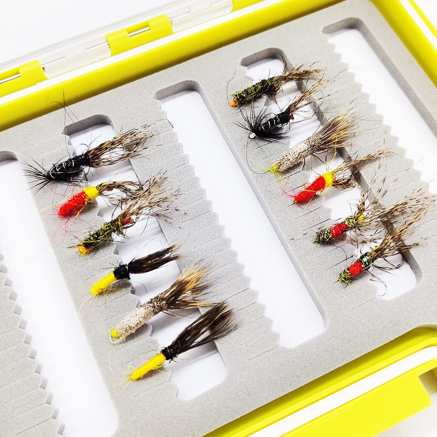 Fly Box Super Slim Waterproof Fly Fishing Boxes Easy Grip Foams Multi Magnetic Compartments Foams Fly Box (Green-A)