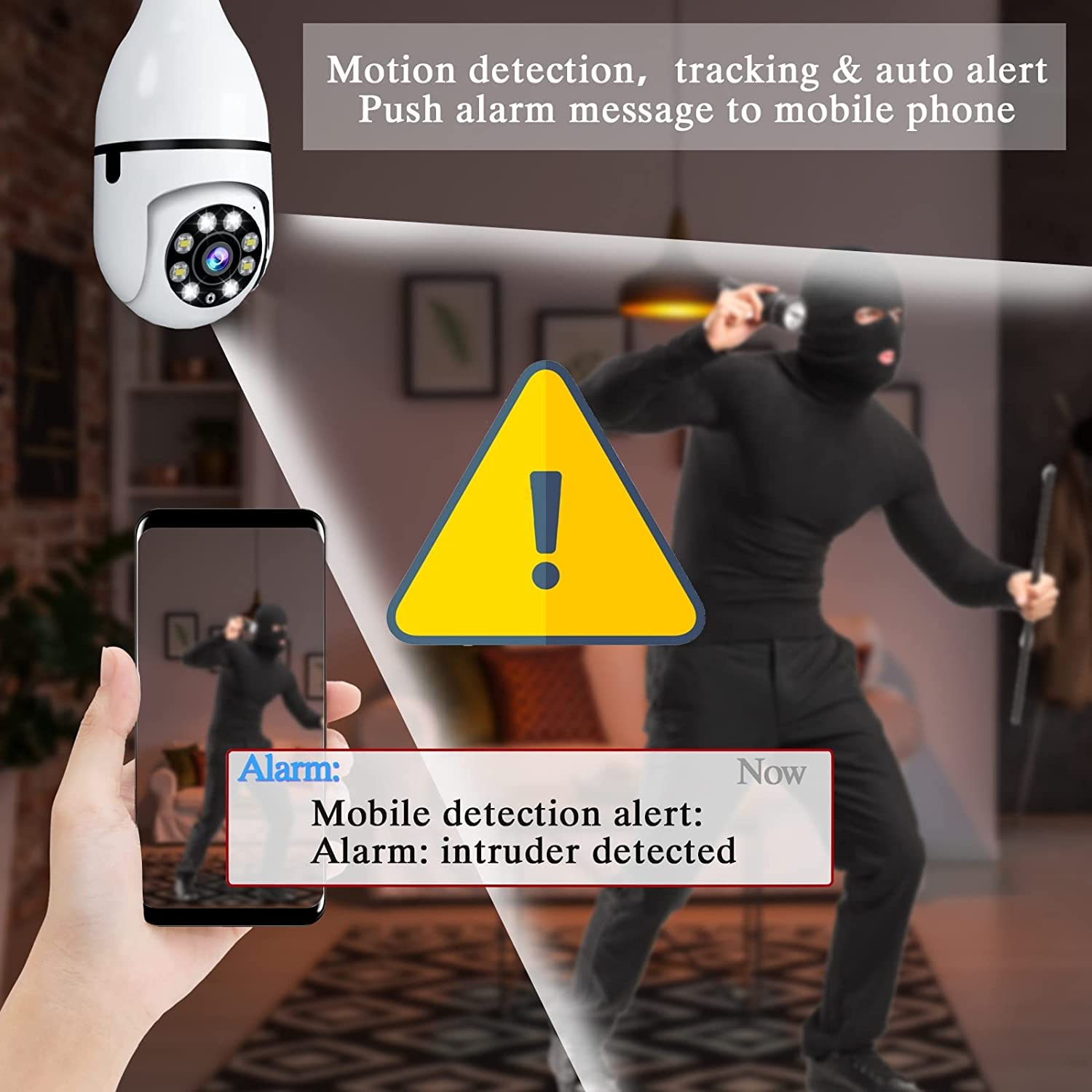 Light Bulb Security Camera, 1080P 2.4G&5G WiFi Security Camera, 355° Motion Detection Night Vision Light Socket Security Camera