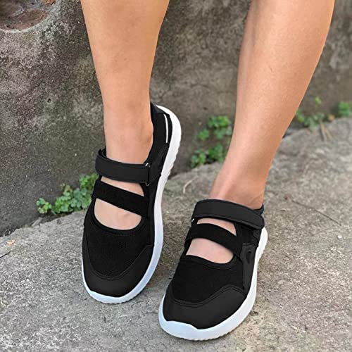 FASDNENDYS Ladies Shoes Hook Loop Mesh Lightweight Breathable Casual Shoes Running Shoes Sport Womens Air 1 Low Sneaker Black