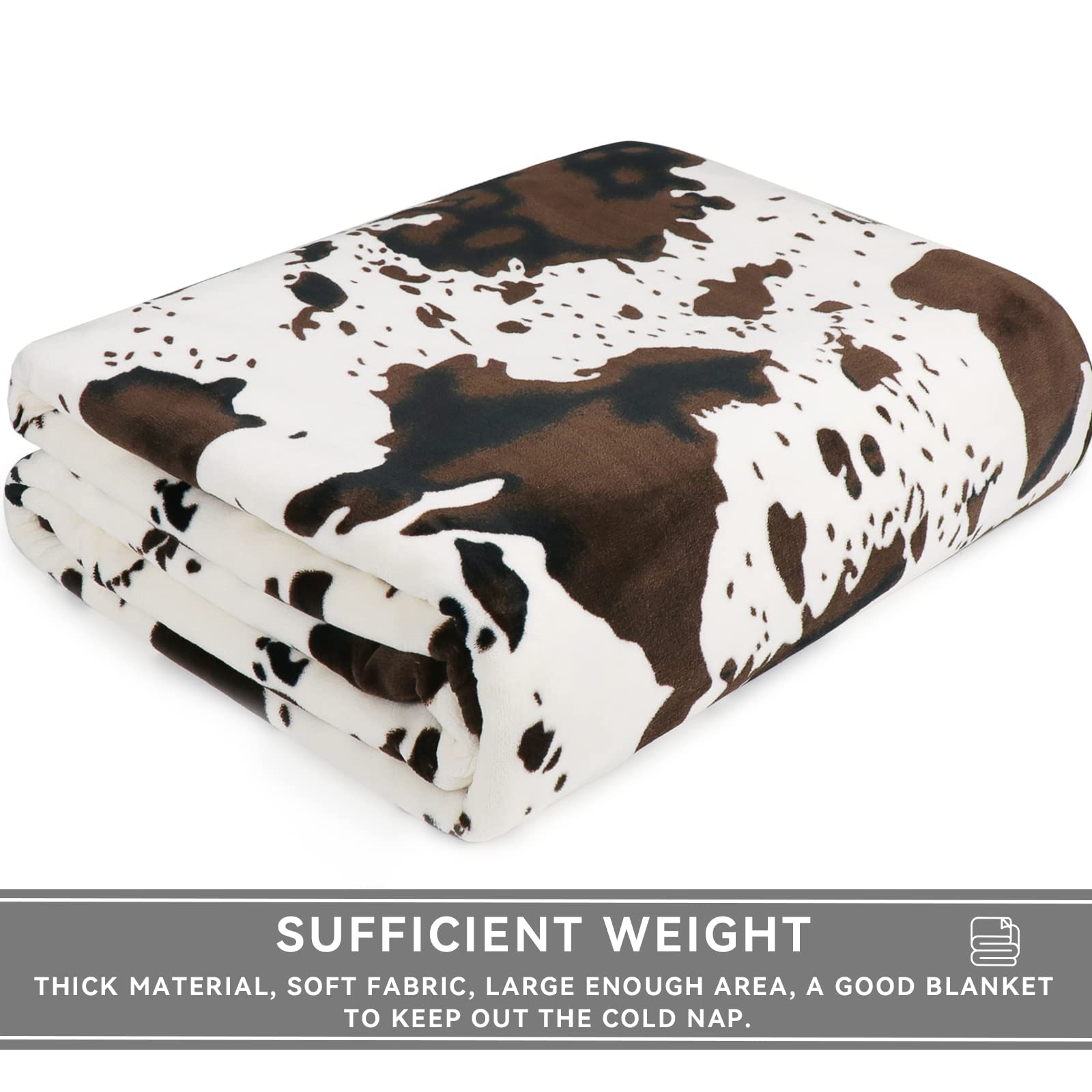 Flannel Fleece Cow Print Blanket King Size, Super Soft Cozy Plush Cow Blankets, Lightweight Microfiber Cow Print Throw Blanket for Couch Sofa Bed 90"x108"