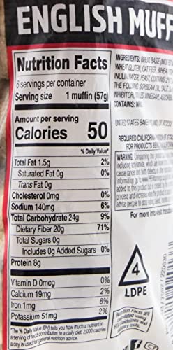 Franz Bakery Keto English Muffins with Living Chic Keto Lifestyle Guide 2 Pack (2 x 12oz)
