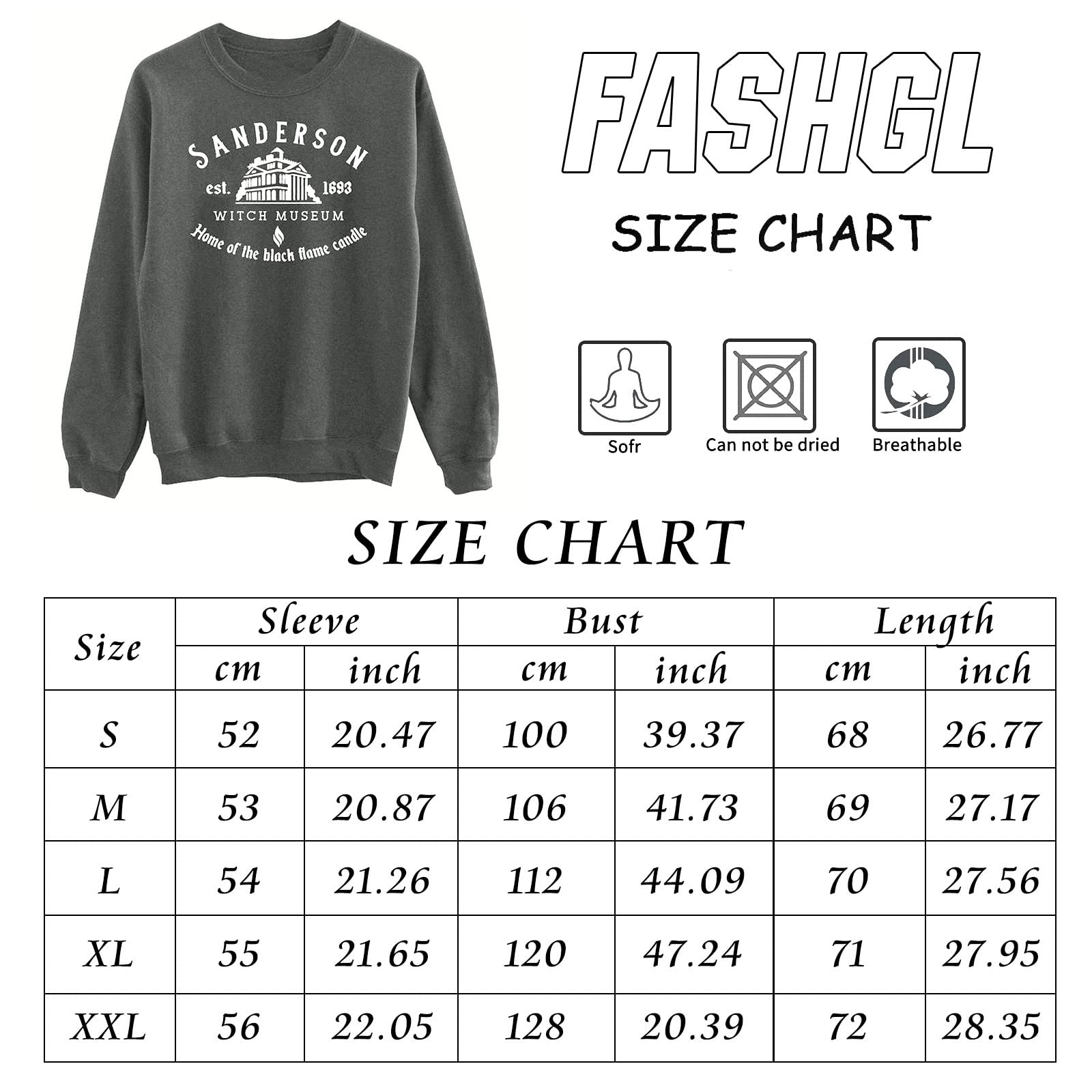 FASHGL Sanderson Witch Museum Sweatshirt Womens Halloween Pullover Shirt Casual Lightweight Long Sleeve Shirt Gray