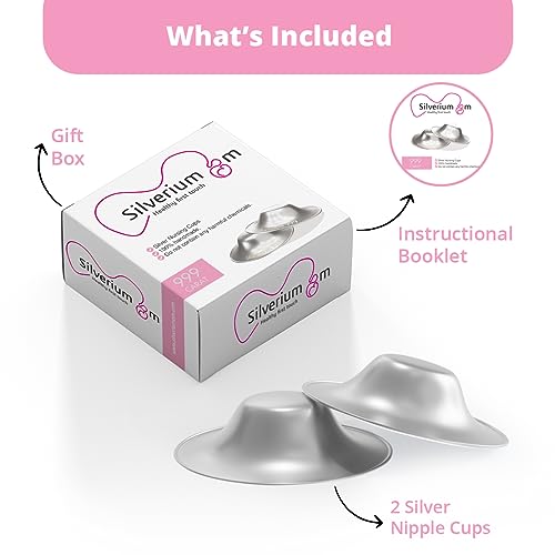 Silveriumom The Original Silver Nursing Cups - Nipple Shields for Nursing Newborn - 100% Pure Silver 999 Silver and Handmade - Nipple Covers Breastfeeding