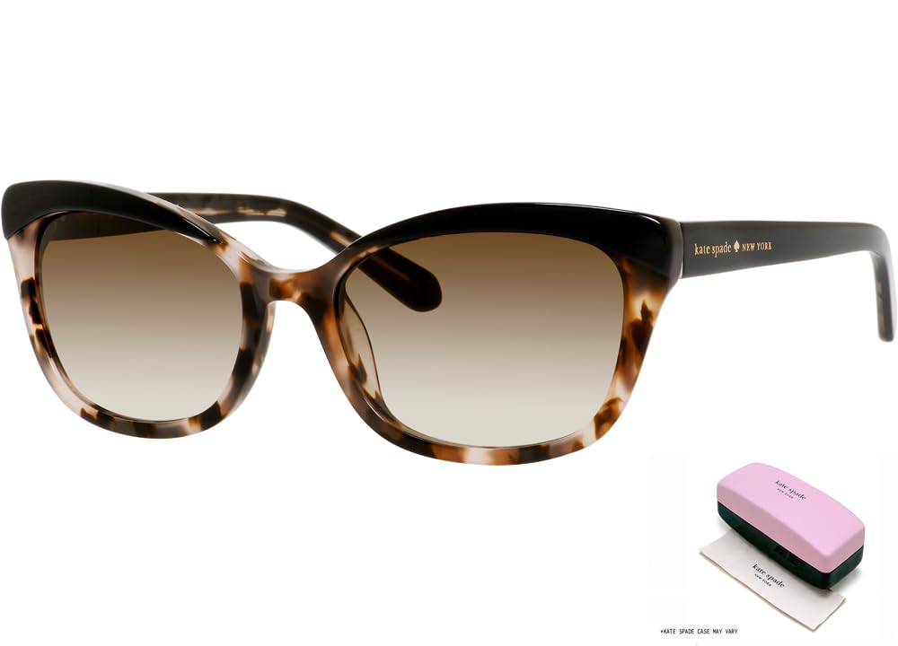 Kate Spade Amara/S 00FP/Y6 55MM Black Blush Tortoise/Brown Gradient Oval Sunglasses for Women + BUNDLE with Designer iWear Eyewear Kit