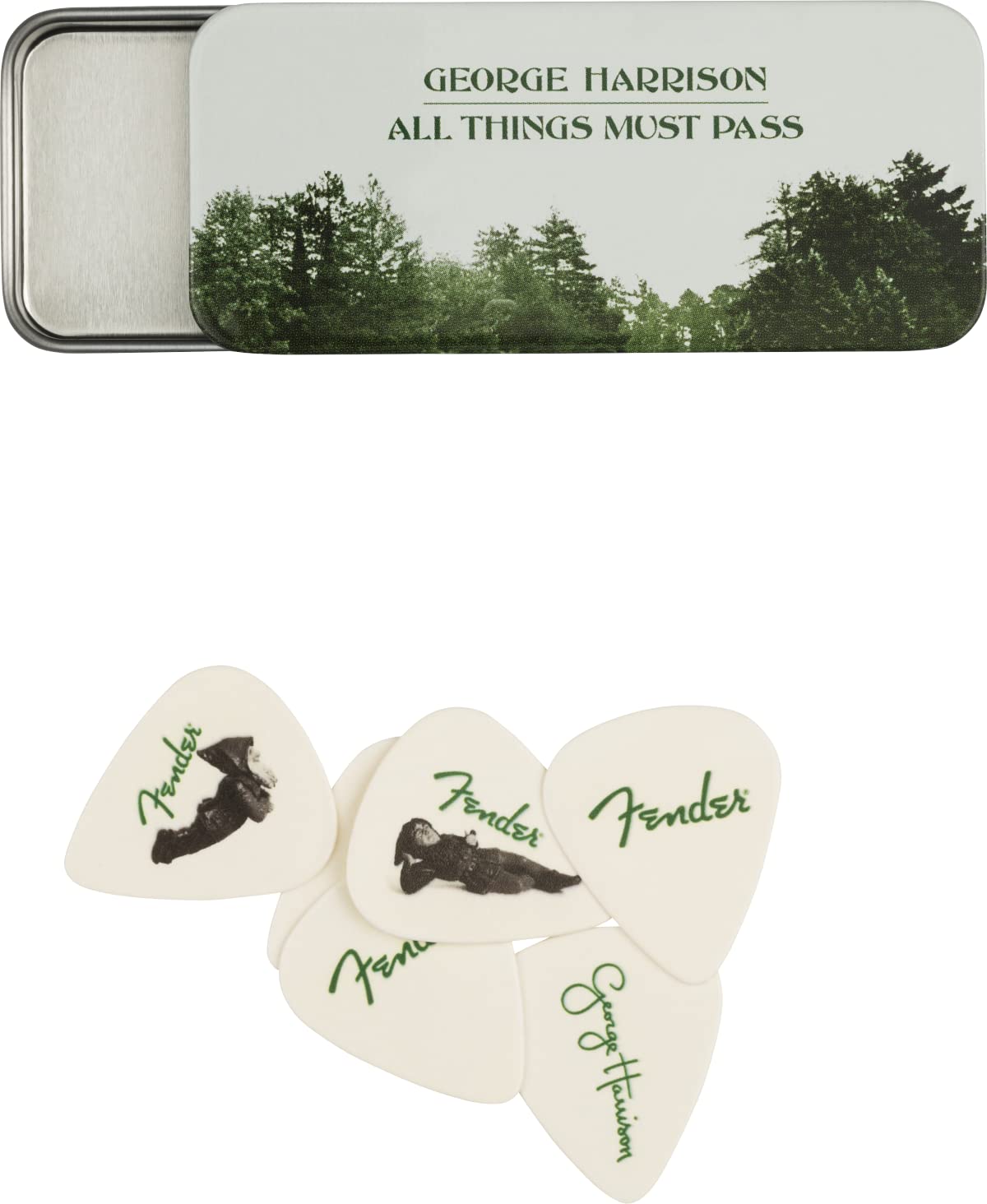 Fender George Harrison All Things Must Pass Pick Tin, 351 Shape, Medium, 6-Pack